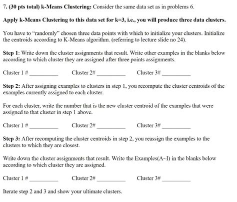 7 30 Pts Total K Means Clustering Consider The
