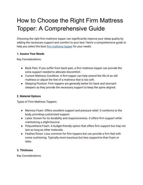 Ppt How To Choose The Right Firm Mattress Topper A Comprehensive