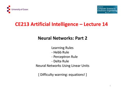 Lecture 14 Neural Networks Part 2 A Learning Procedure Would Simply