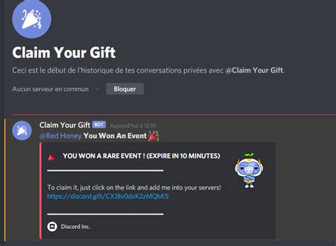 Claim Your Nitro Bot Scam Discord