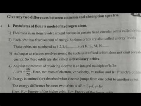 What Are Postulates Of Bohrs Model Of Hydrogen Atom Limitations Of