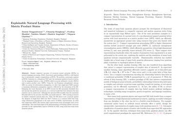 Explainable Natural Language Processing With Matrix Product States
