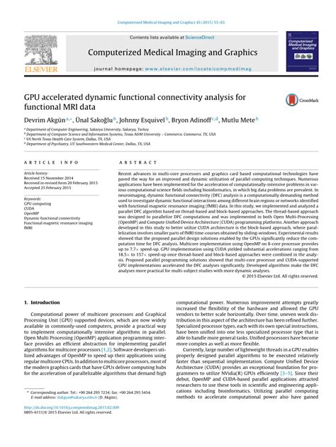 Pdf Gpu Accelerated Dynamic Functional Connectivity Analysis For Functional Mri Data Using Opencl
