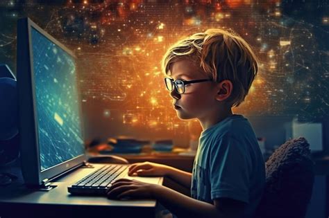 Premium Photo A Focused Boy Sitting At A Desk Engrossed In