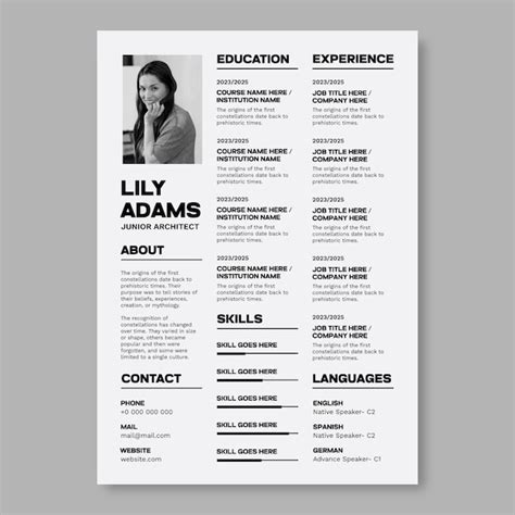 Projet De Modèle De Cv Darchitecte Vecteur Gratuite