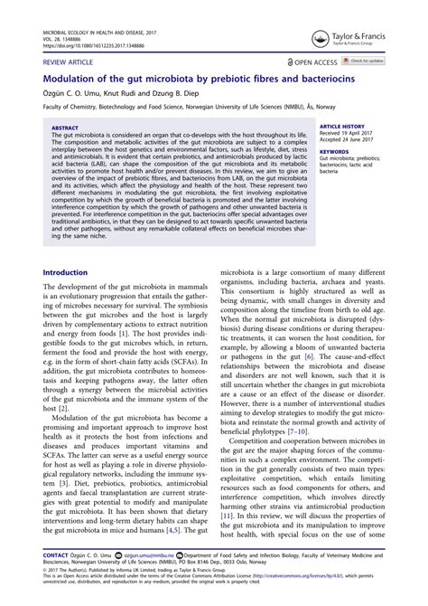 Pdf Modulation Of The Gut Microbiota By Prebiotic Fibres And Bacteriocins