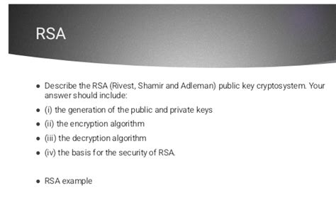 Solved Rsadescribe The Rsa Rivest ﻿shamir And Adleman