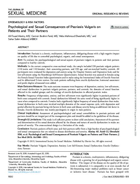 Pdf Psychological And Sexual Consequences Of Psoriasis Vulgaris On