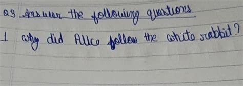 Q3 Answer The Following Questions1 Why Did Allie Follow The Ante Rabbit