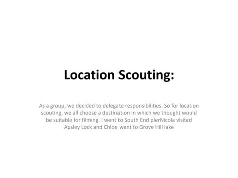 Location Scouting Ppt