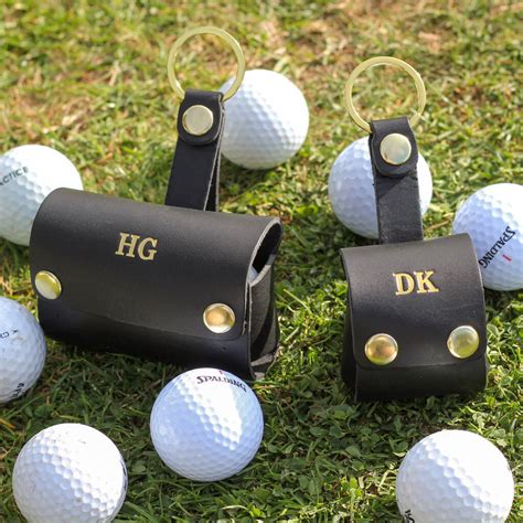 Personalised Hand Made Leather Golf Ball Holder Double By Thats Nice That