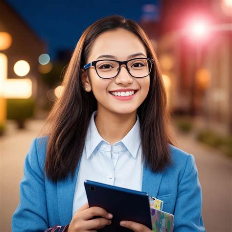 Premium Ai Image A Young Adult Girl With Hold Notebook Photo Generate