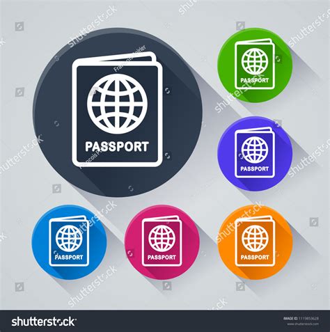 Illustration Passport Circle Icons Shadow Stock Vector Royalty Free