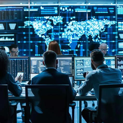 Cybersecurity Experts Network Monitoring Premium Ai Generated Image