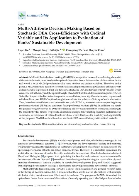 Pdf Multi Attribute Decision Making Based On Stochastic Dea Cross