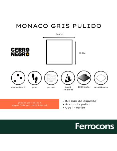 CCN MONACO GRIS PUL RECT X M