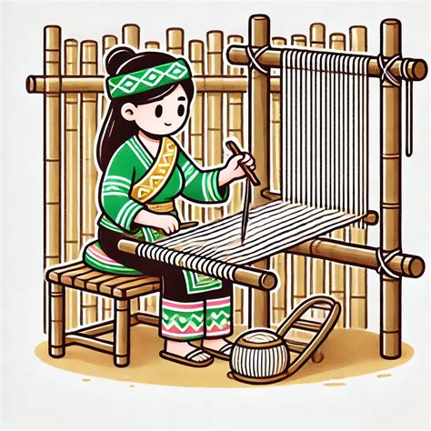 Pojniam Ua Maj Ua Ntuag Ntos Ntaub Woman Weaving Study Hmong