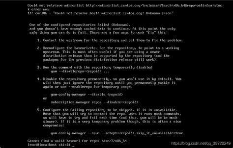 【linux】centos 7报错：yum命令报错 “ Cannot Find A Valid Baseurl For Repo Base