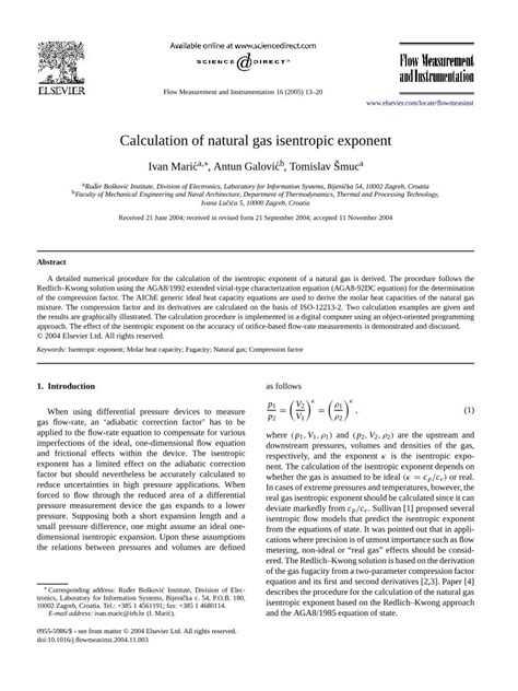 Pdf Calculation Of Natural Gas Isentropic Exponent Dokumen Tips