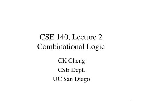 Cse 140 Lecture 2 Combinational Logic Ppt Download