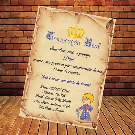 Convite Digital Aniversário Pergaminho Pequeno Príncipe Elo7