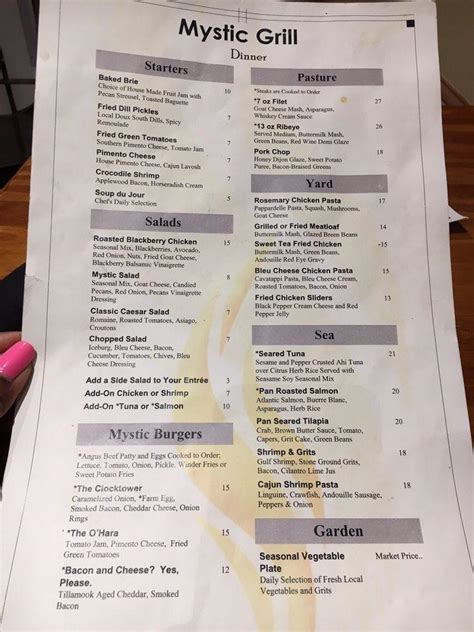 Menu At Mystic Grill Pub And Bar Covington