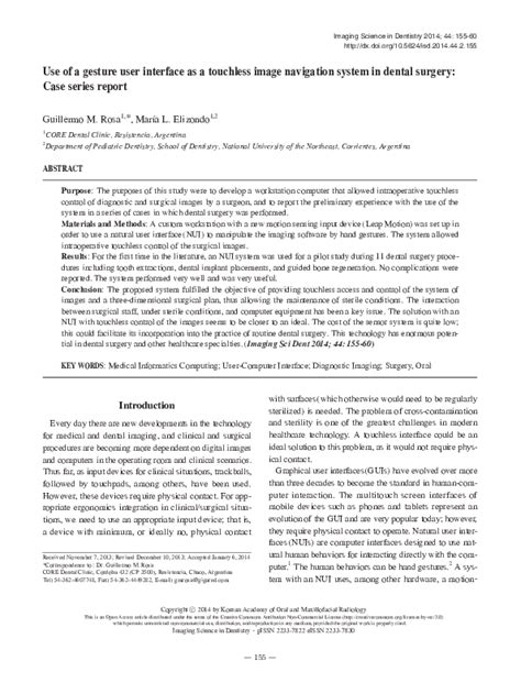 Pdf Touchless Gesture Interface In Dental Surgery