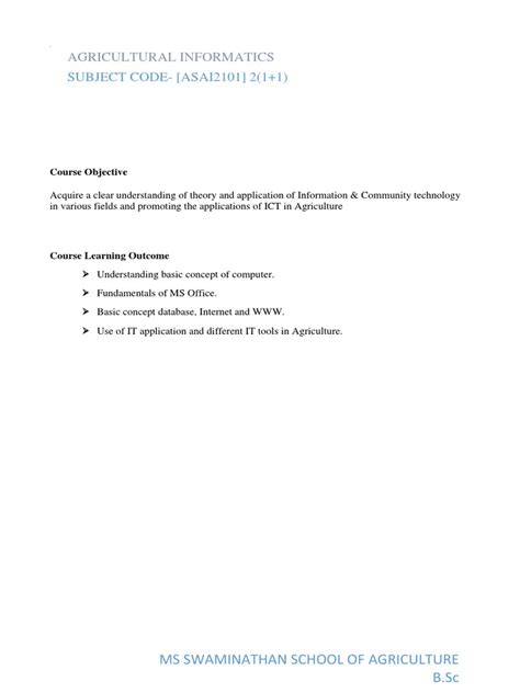 subject code asai2101 2 1 1 agricultural informatics pdf