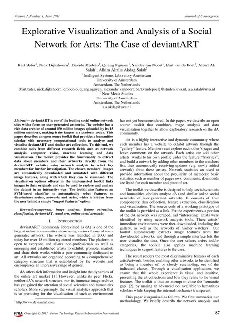 Pdf Explorative Visualization And Analysis Of A Social Network For Arts The Case Of Deviantart