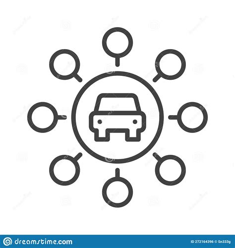 Carsharing Vector Round Concept Icon In Thin Line Style Stock Vector Illustration Of Icon