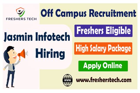 Jasmin Infotech Careers 2023 Hiring Freshers Engineer Trainee Jobs