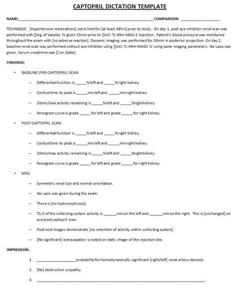 Captopril Medication Template
