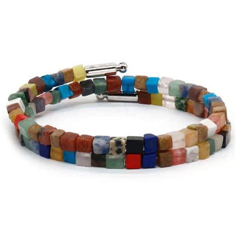 Boho Natural Stone Bracelet Colorful Women Gamestones Box
