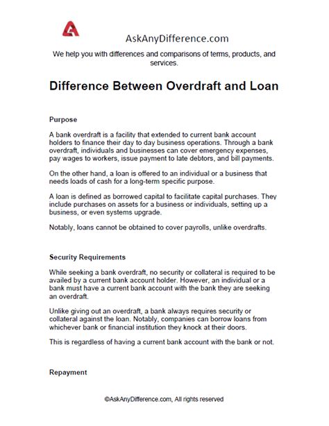 Difference Between Overdraft And Loan [updated 2022]