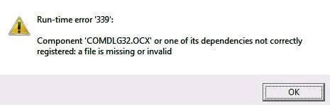 COMDLG OCX Missing Or Dependencies Not Registered Winhelponline