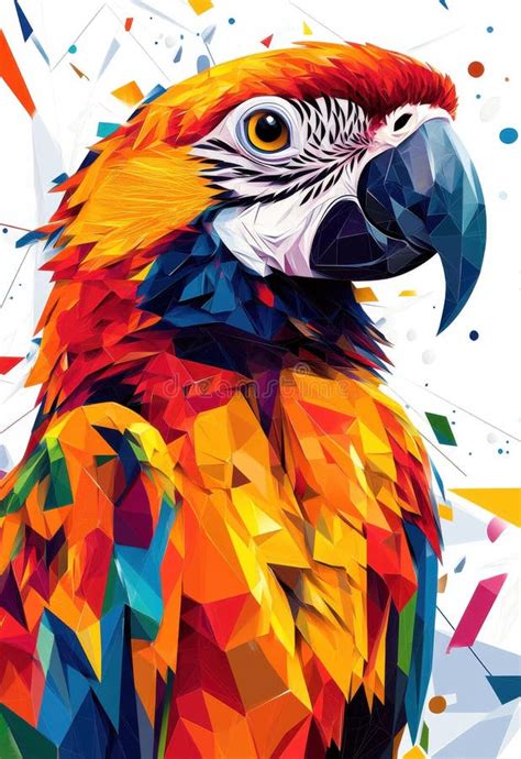 Colorful Geometric Parrot Portrait With Vibrant Shapes And Abstract Design Elements Creating A