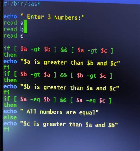 Bash Write A Shell Script To Find The Largest Among Three Numbers Get User Inputs And Display