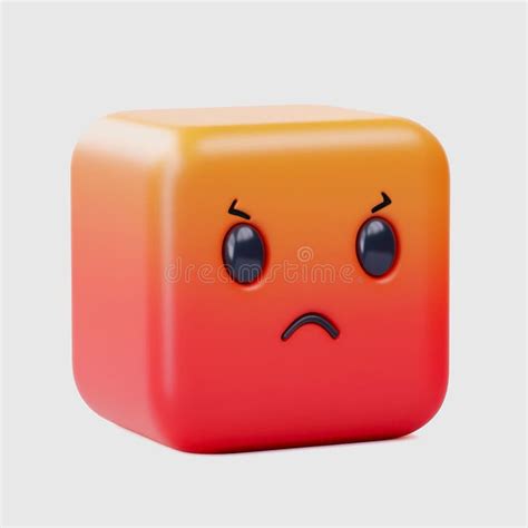 Cute Orange And Red Cartoon Cube Character With Sad Expression Perfect