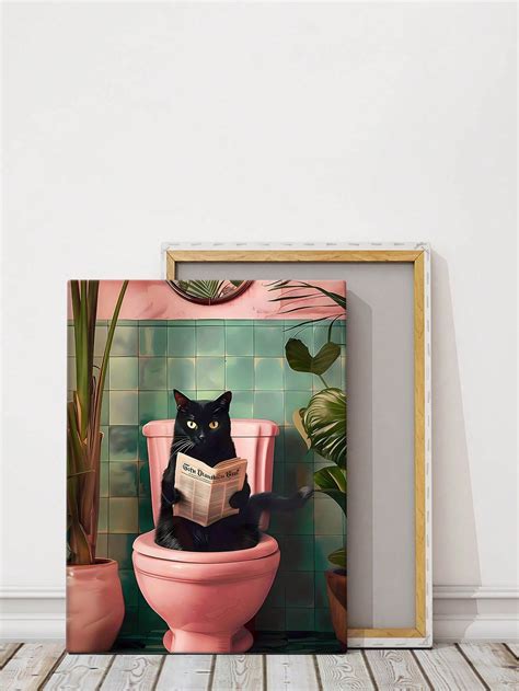 Colorful Canvas Cat Bathroom Black Cat Posters For Modern Decor