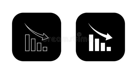 Decrease Bar Graph Icon On Black Square Statistic Concept Stock Vector
