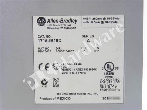 Plc Hardware Allen Bradley 1715 Ib16d Redundant Io 16 Ch Digital