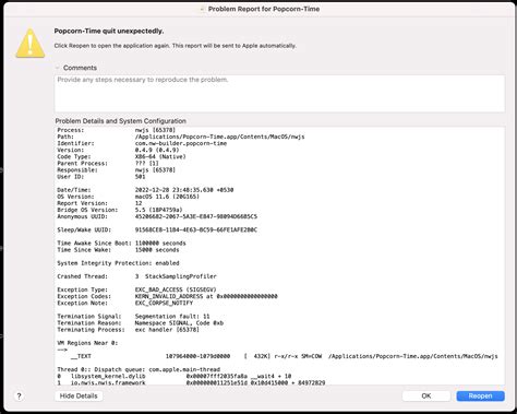 popcorn time quit unexpectedly · issue 2680 · popcorn official popcorn