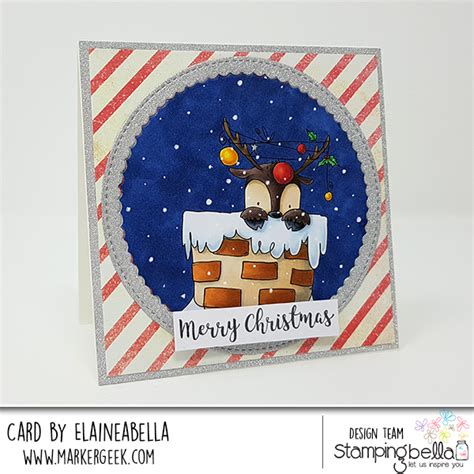 Peekaboo Reindeer Rubber Stamp Stamping Bella Usa