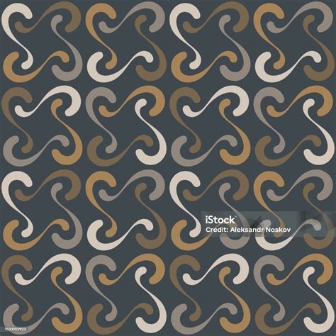 Seamless Tile Pattern In Traditional Style Simple Abstract Spiral Shapes Flat Vector Graphics