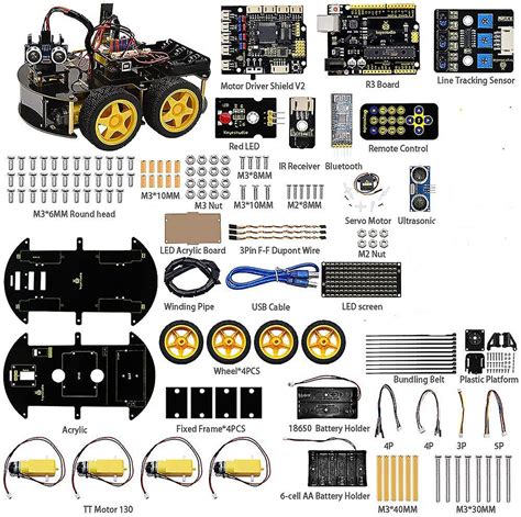 Smart Bil Robot 4wd Programmerbare Diy Starter Kit Til Arduino For Uno