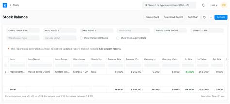 Erp Cloud Systems الرصيد السريع للمخزون