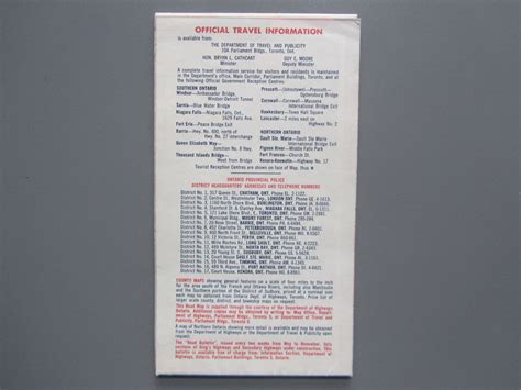 1963 Ontario Official Government Road Map Yomplates