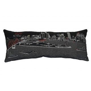 35 Black Memphis Nighttime Skyline Lumbar Decorative Pillow Bed Bath