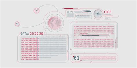 Futuristic Hud Design Of Satellite Data Decoding Program Stock Vector