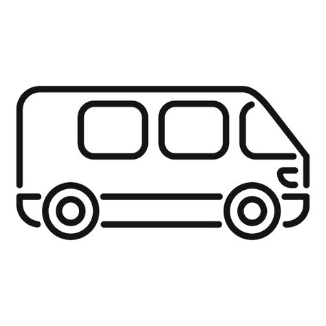 Premium Vector Simple Black And White Icon Of A Passenger Van Driving